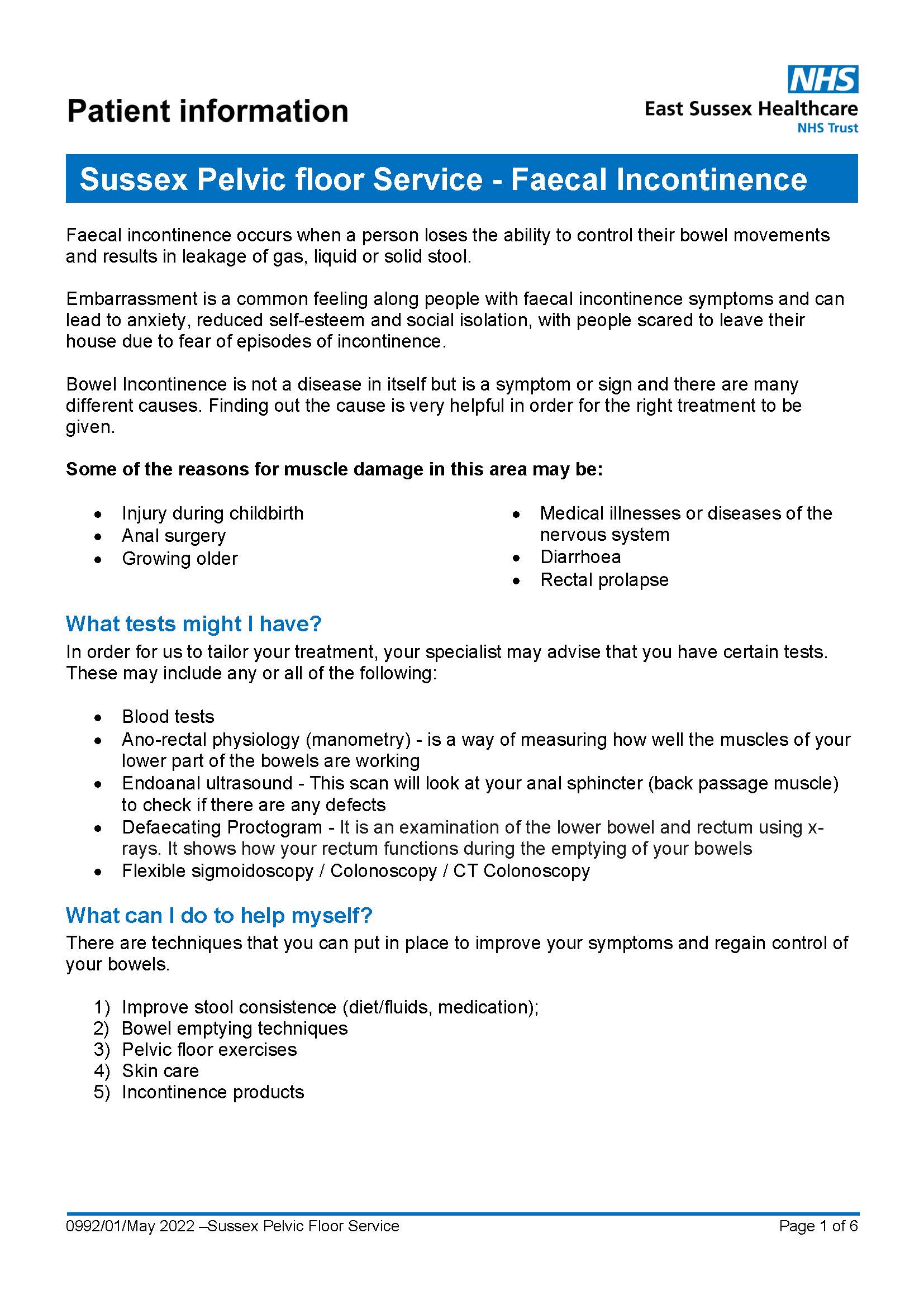 Pelvic Health – East Sussex MSK Community Partnership
