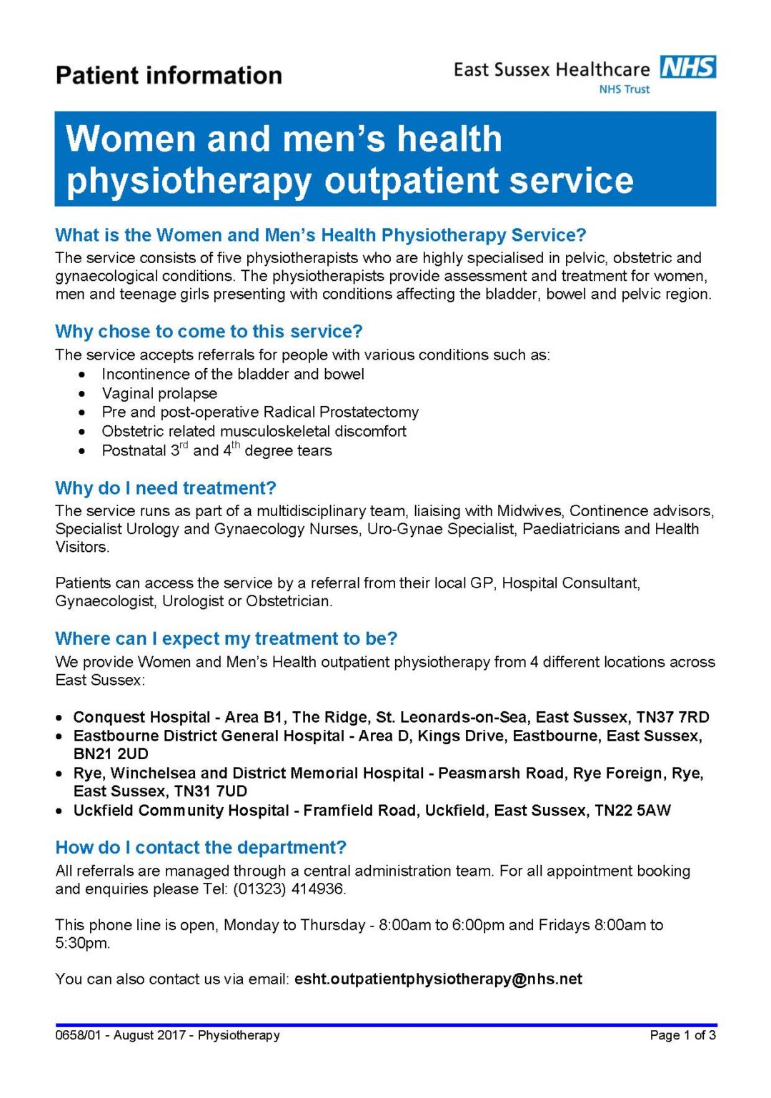 Pelvic Health – East Sussex MSK Community Partnership